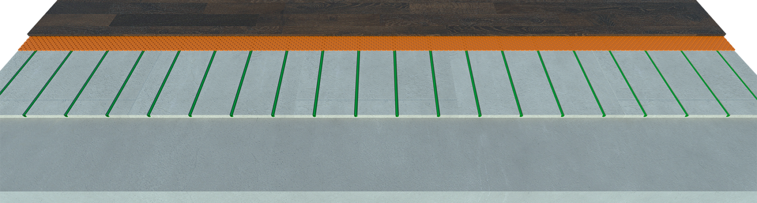 Lo-board underfloor heating which is an 18mm gypsum board