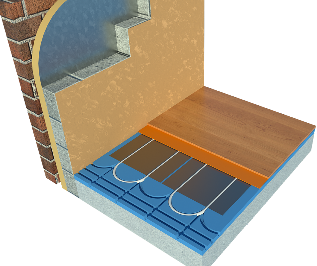 Lo-Float underfloor heating within routered insulation with self-levelling