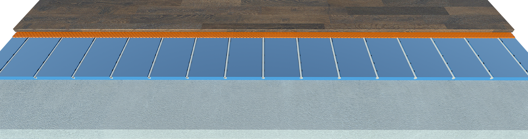 Lo-Float underfloor heating within routered insulation with self-levelling