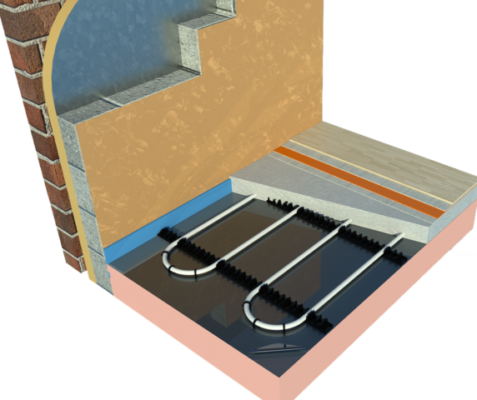 Clip-Plate underfloor heating for screed systems laid onto insulation